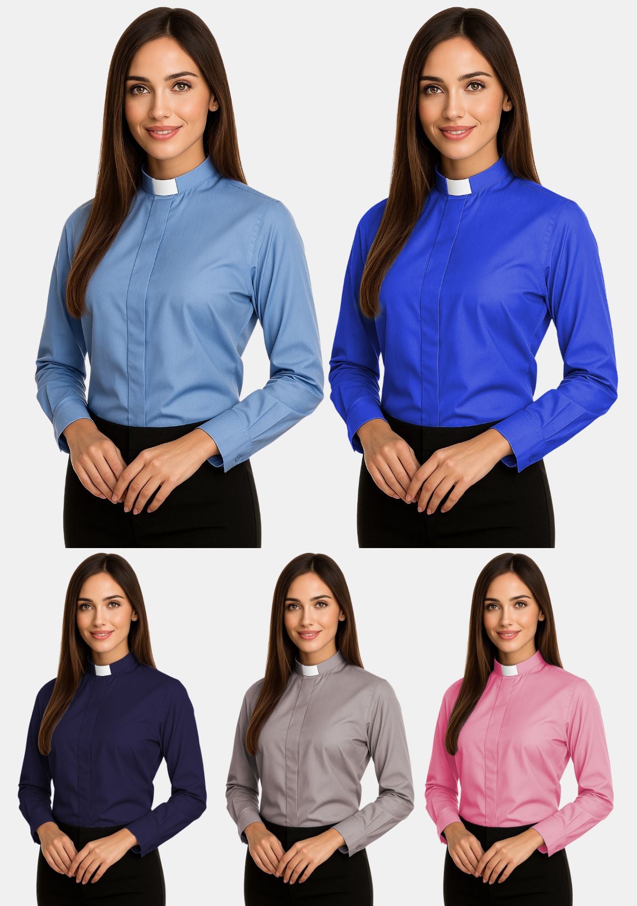 Women's Long Sleeve Tab Collar Clergy Shirts Available in 6 Great ...