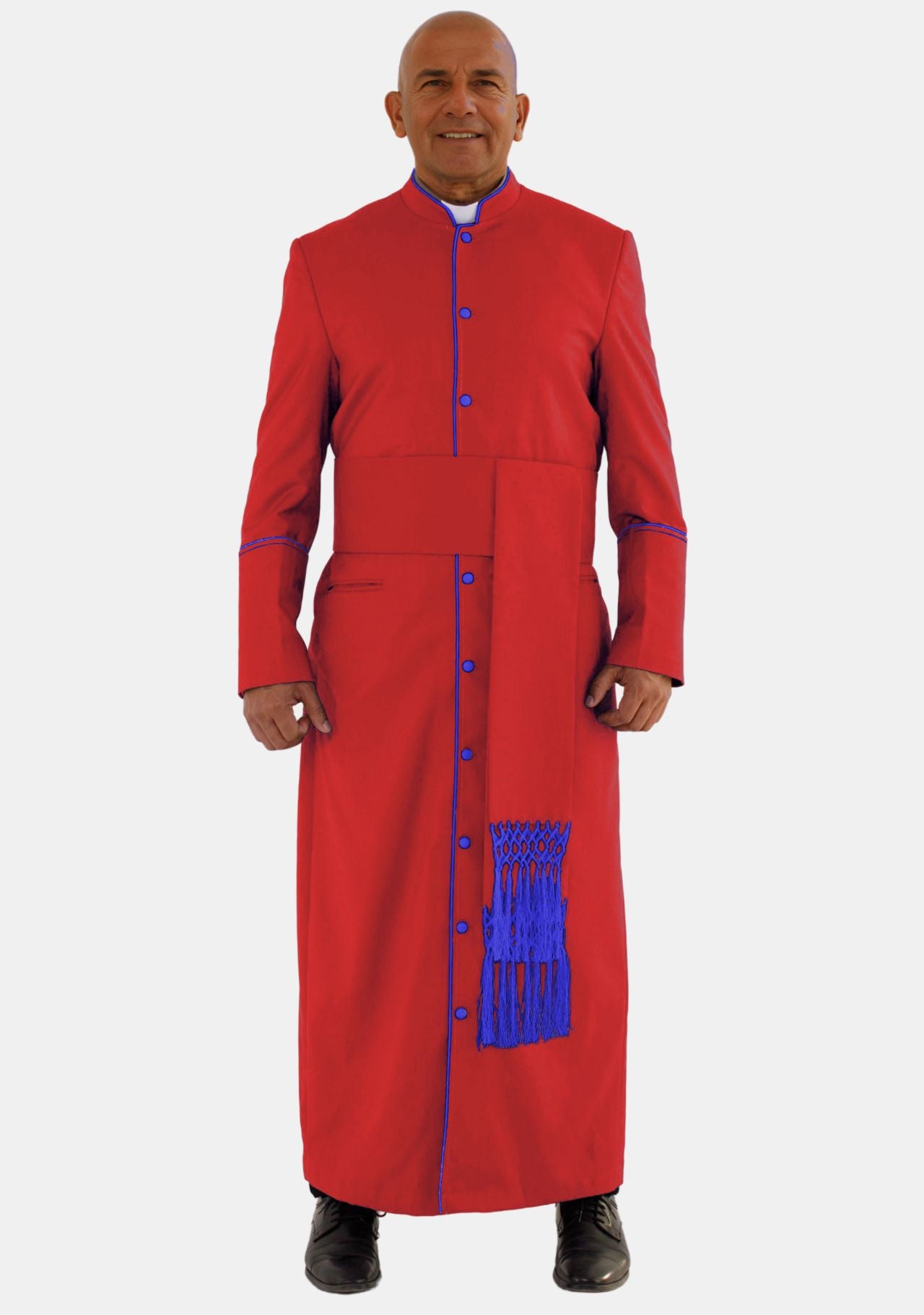Red eClergys Robe With Royal Blue Trim for Men